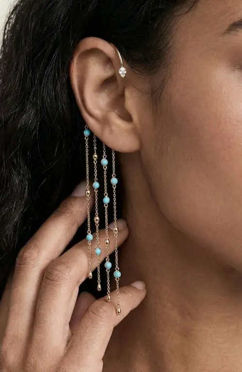 Ettika Linear Chain Statement Ear Cuff With And Crystal - Turquoise