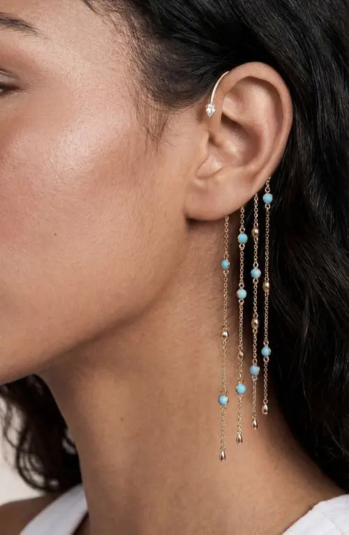 Ettika Linear Chain Statement Ear Cuff With And Crystal - Turquoise