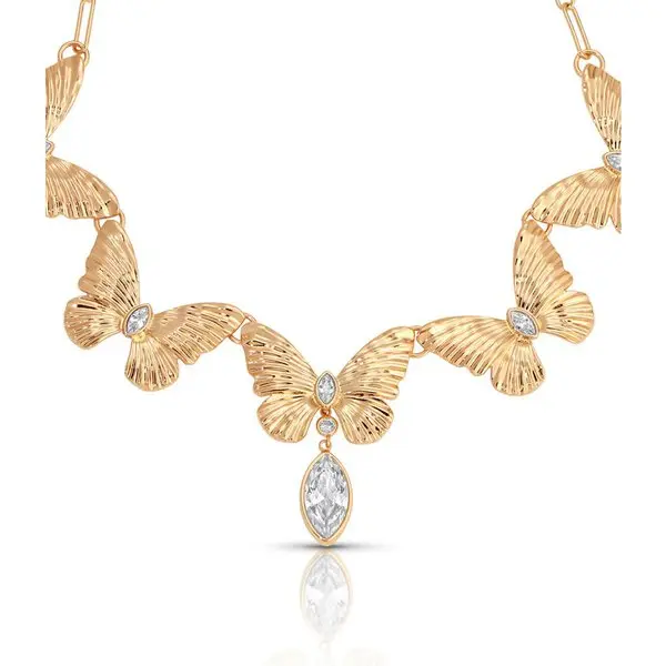 Ettika Crystal Butterfly Choker Necklace - Gold