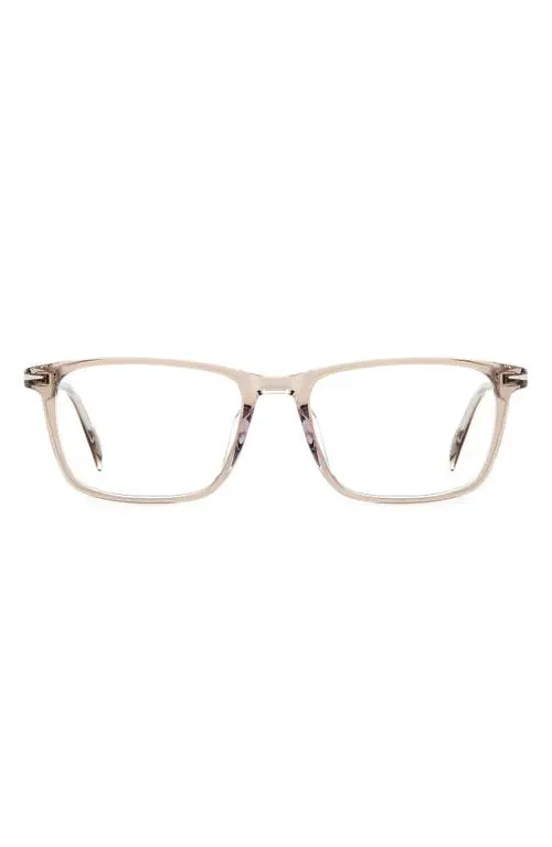 DB EYEWEAR BY DAVID BECKHAM 57mm Rectangular Optical Glasses - Beige Crystal