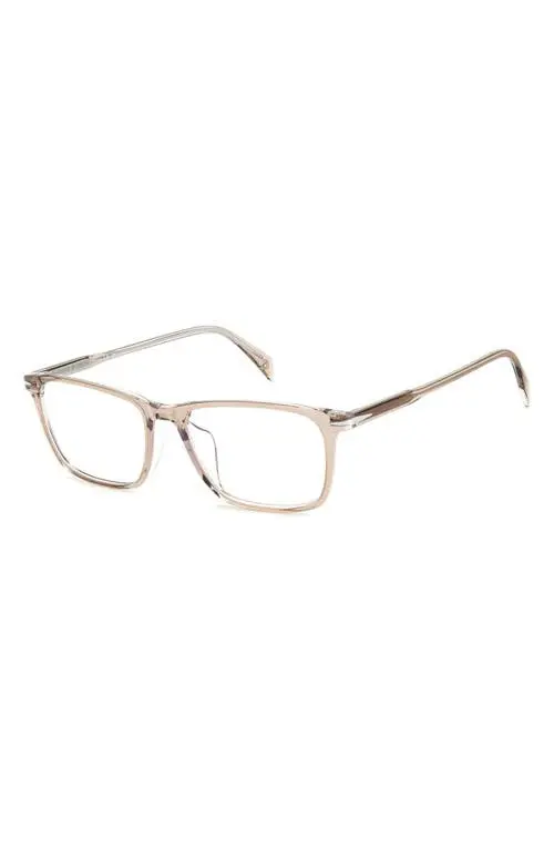 DB EYEWEAR BY DAVID BECKHAM 57mm Rectangular Optical Glasses - Beige Crystal