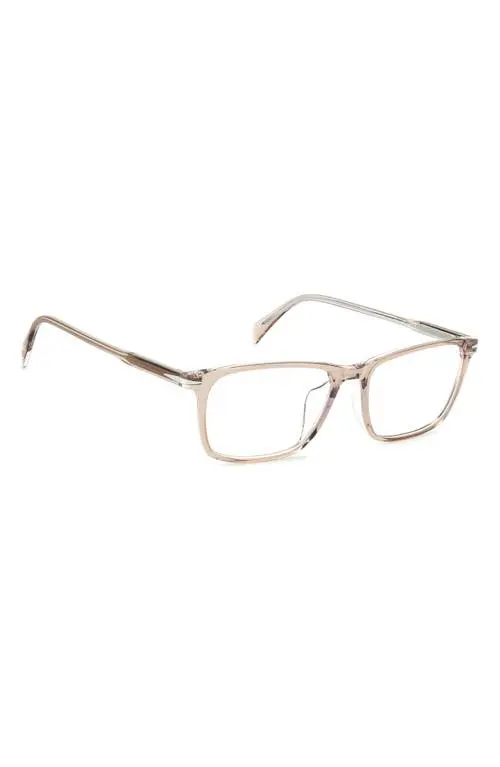 DB EYEWEAR BY DAVID BECKHAM 57mm Rectangular Optical Glasses - Beige Crystal