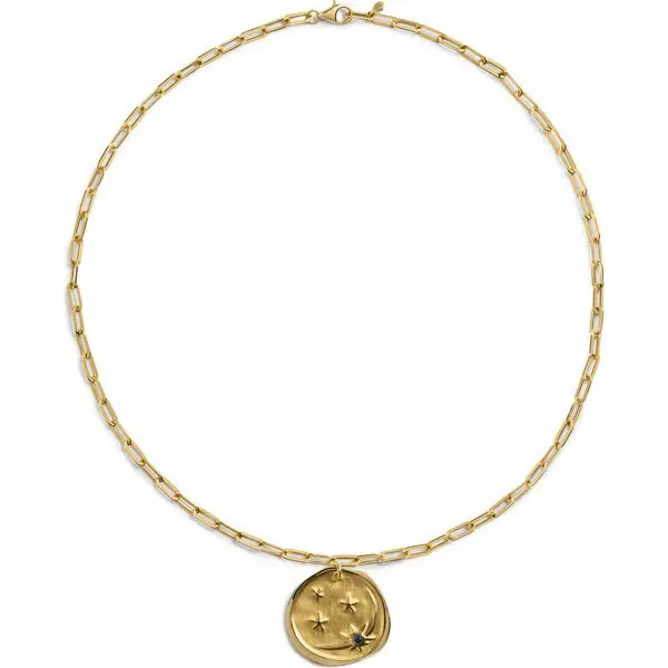 Monica Vinader Talisman Recycled 18k Gold Plate Medallion Pendant Necklace With Sapphire - Gold Vermeil