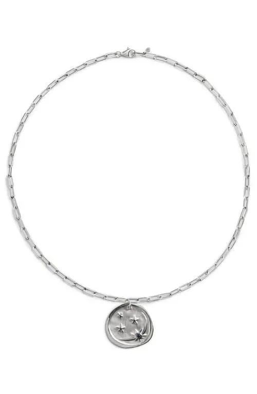 Monica Vinader Recycled Blue Sapphire Celestial Pendant Necklace - Sterling Silver