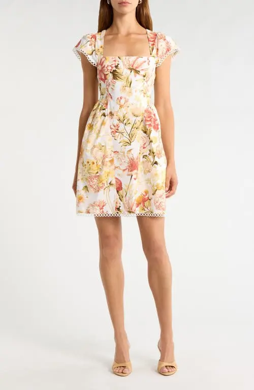 SUGARLIPS Zury Katey Floral Print Smocked Dress