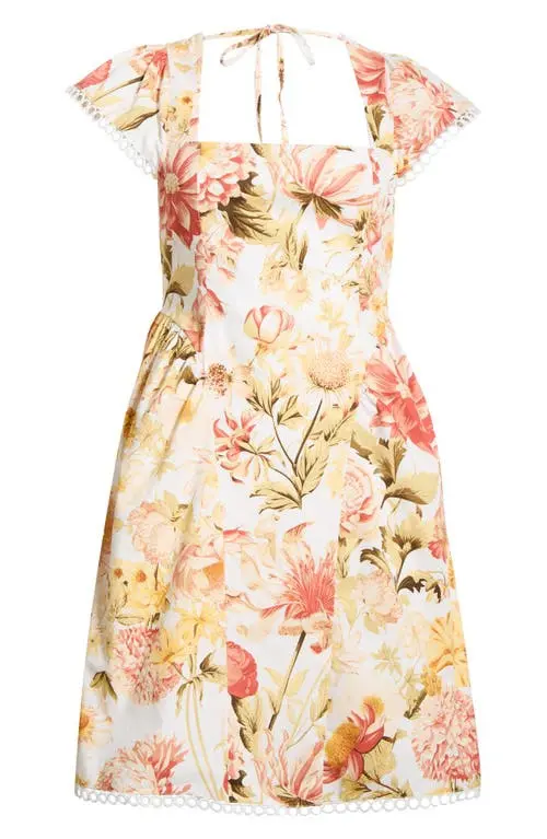 SUGARLIPS Zury Katey Floral Print Smocked Dress