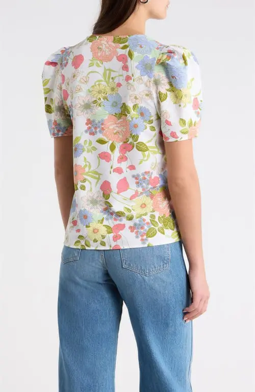 SUGARLIPS Floral Print Puff Sleeve Top