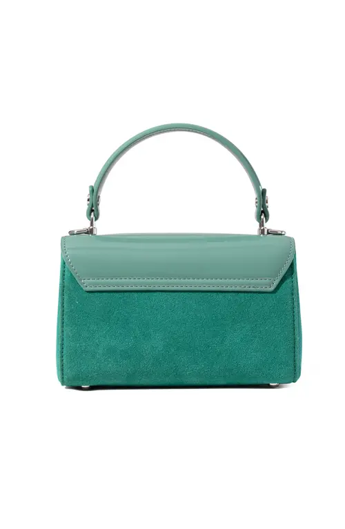 JURGI Lili Suede And Patent Leather Top Handle Mini Bag - Mint