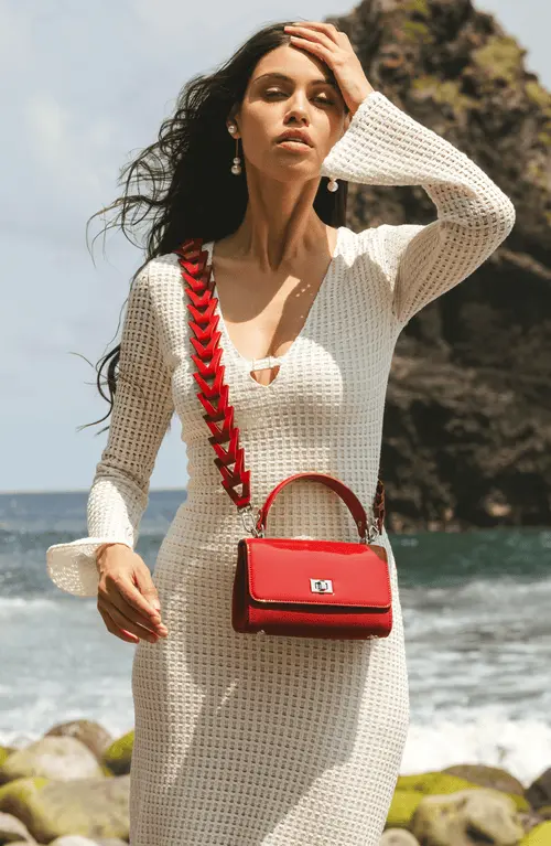 JURGI Lili Suede And Patent Leather Mini Bag - Red
