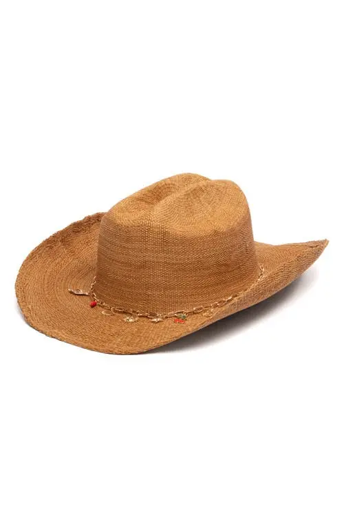San Diego Hat Cowboy Straw Hat With Chain Detail - Coconut