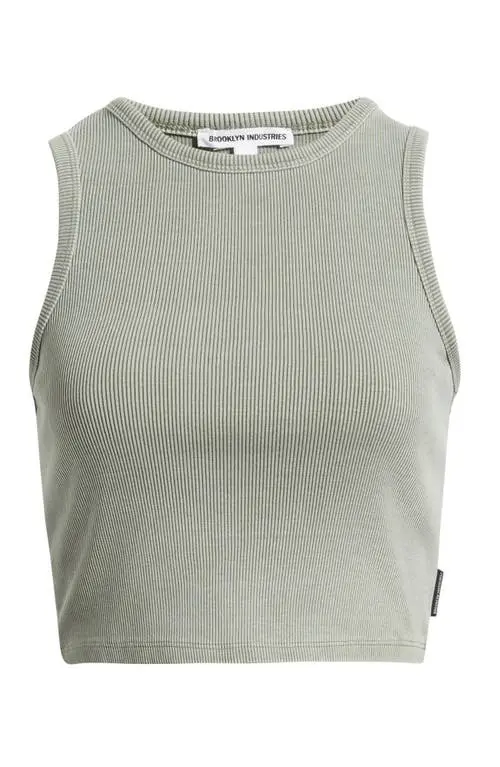 Brooklyn Industries Ribbed Cropped Tank Top - Shadow