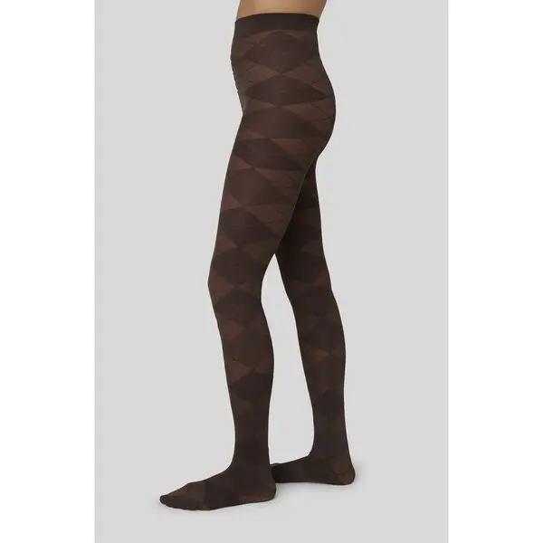 Swedish Stockings Rebecka Argyle Tights - Dark Brown