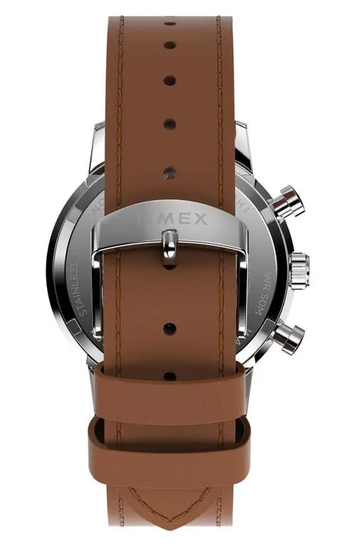 Timex® Marlin® Chronograph Watch With Leather Strap - Brown