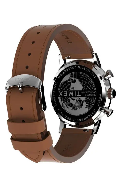 Timex® Marlin® Chronograph Watch With Leather Strap - Brown