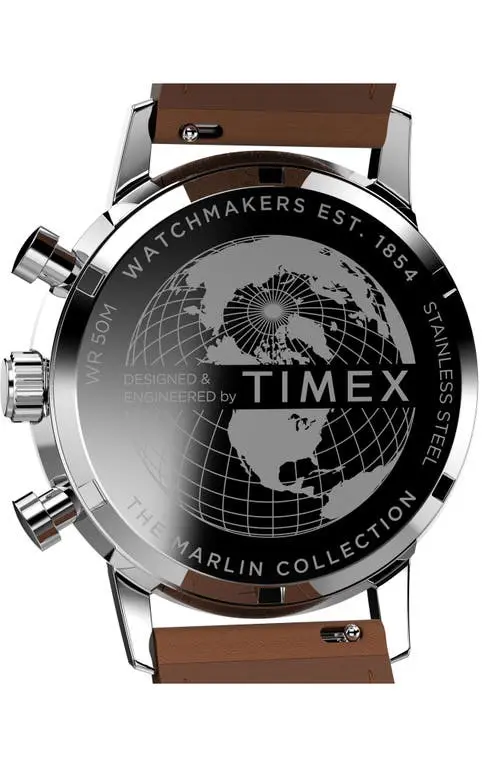 Timex® Marlin® Chronograph Watch With Leather Strap - Brown