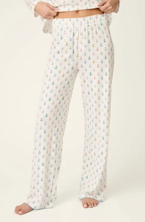 PJ Salvage Meet Me The Sea Jersey Pajama Pants - Ivory