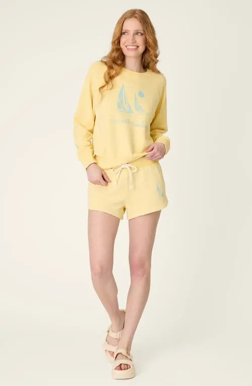 PJ Salvage French Terry Drawstring Shorts With Sailboat Graphic