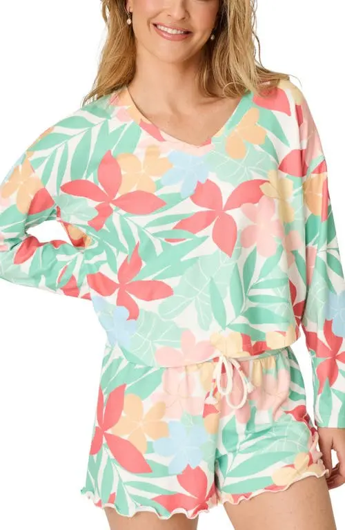 PJ Salvage The Coast Club Jersey Pajama Top - Green Multi