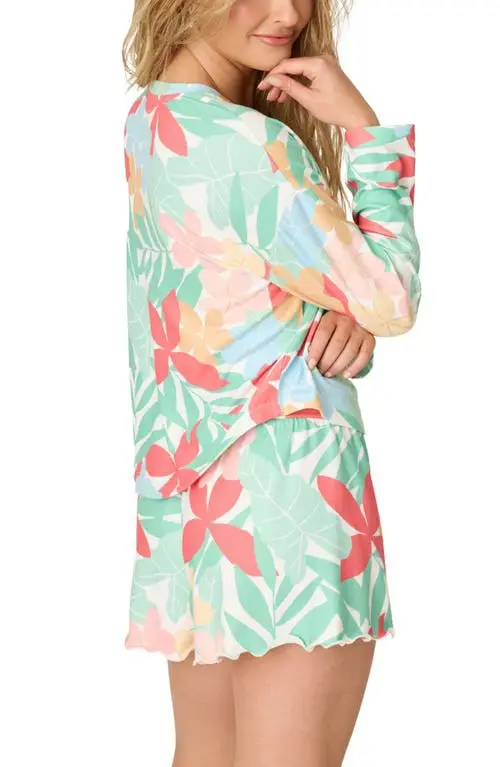 PJ Salvage The Coast Club Jersey Pajama Top - Green Multi