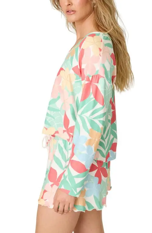 PJ Salvage The Coast Club Jersey Pajama Top - Green Multi