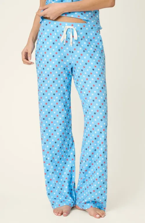 PJ Salvage Star Spangled Jersey Pajama Pants - Bay Blue