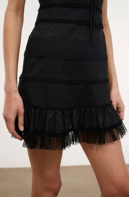 Staud Halie Lace Detail Stretch Cotton Mini Dress