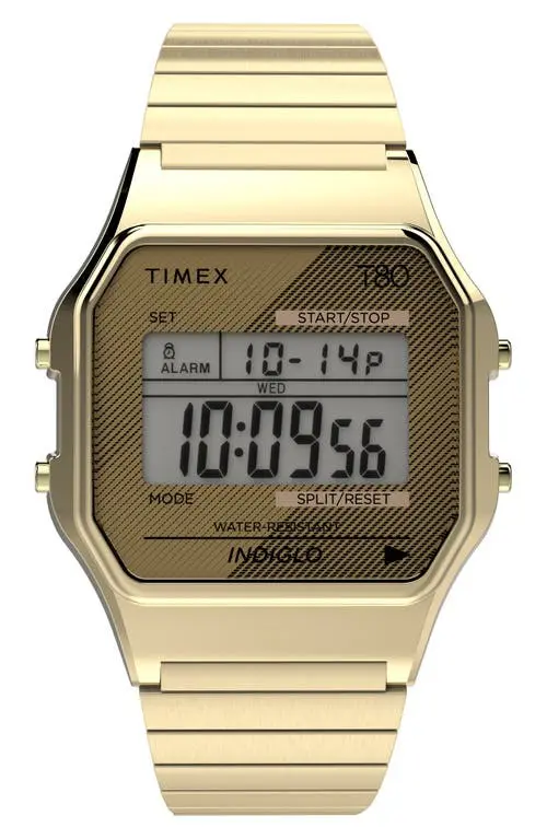 Timex® Timex T80 Digital Chronograph Bracelet Watch - Goldone