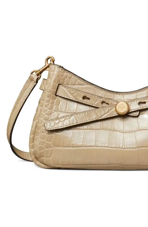 Tory Burch Romy Croc Embossed Leather Crossbody Bag - Ginger Leaf