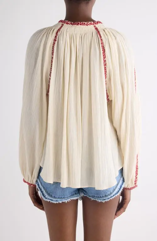 Isabel Marant Lena Embroidered Cotton Gauze Top