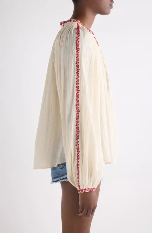 Isabel Marant Lena Embroidered Cotton Gauze Top