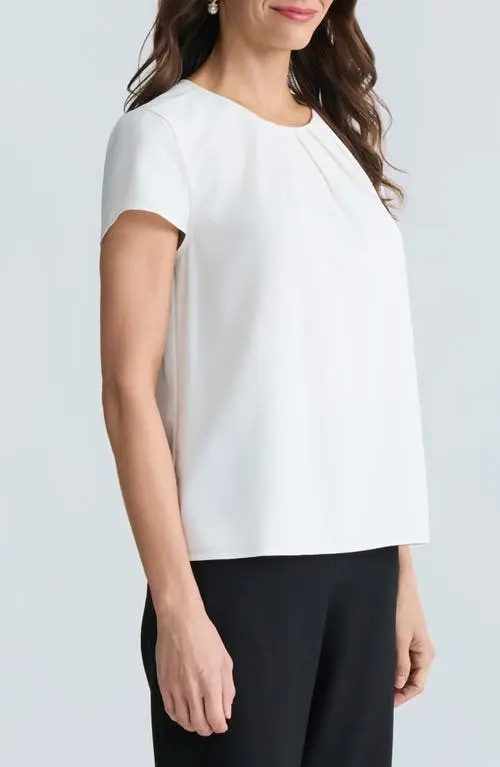 KASPER Pleated Cap Sleeve Top
