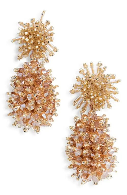 Oscar De La Renta Beaded Drop Earrings - Champagne