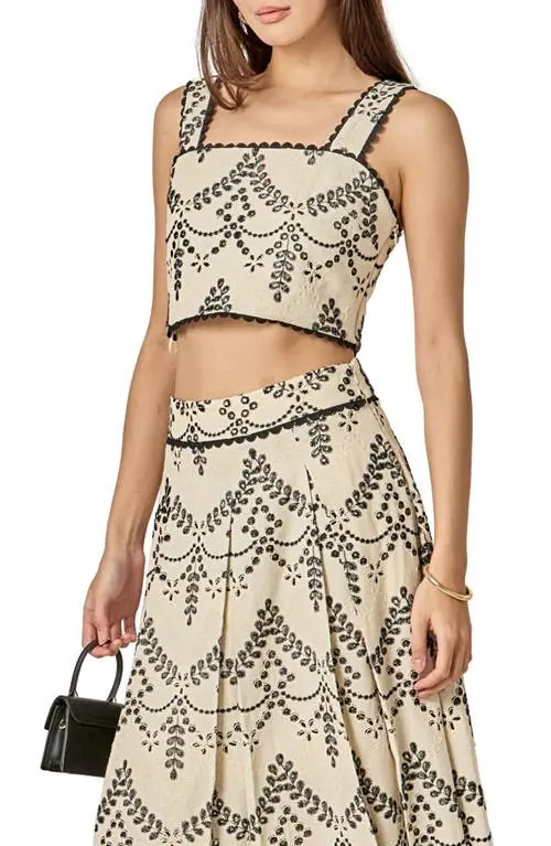 English Factory Embroidered Eyelet Crop Tank