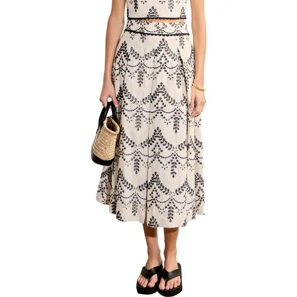 English Factory Embroidered Eyelet Maxi Skirt