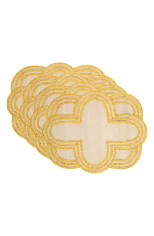 JULISKA Set Of 4 Scallop Stripe Placemats - Sunshine