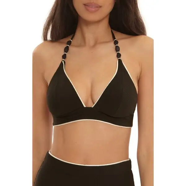 Trina Turk Corinth Triangle Bikini Top - Black/vanilla