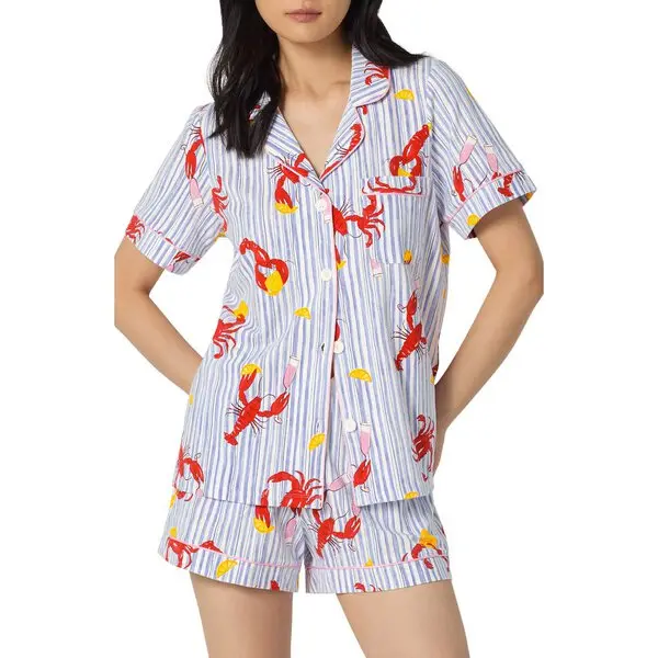 BEDHEAD PAJAMAS Print Stretch Organic Cotton Short Pajamas - Coastal Feast
