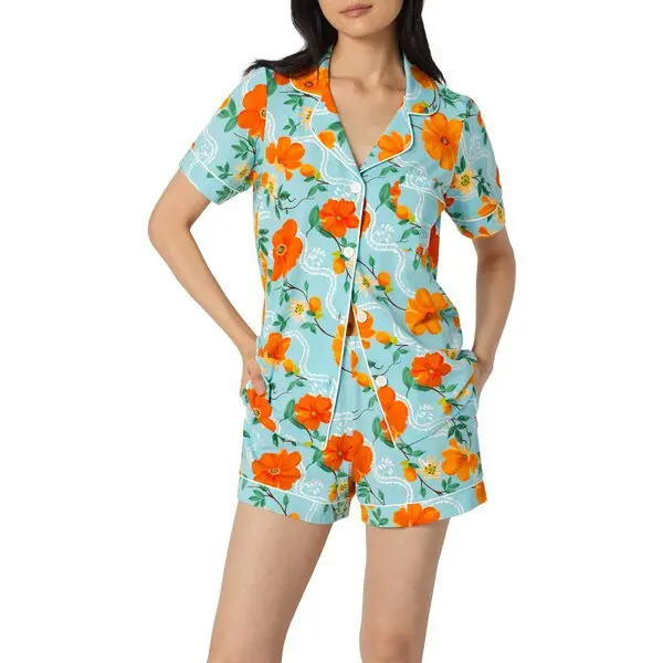 BEDHEAD PAJAMAS Print Stretch Organic Cotton Short Pajamas - Golden Breeze