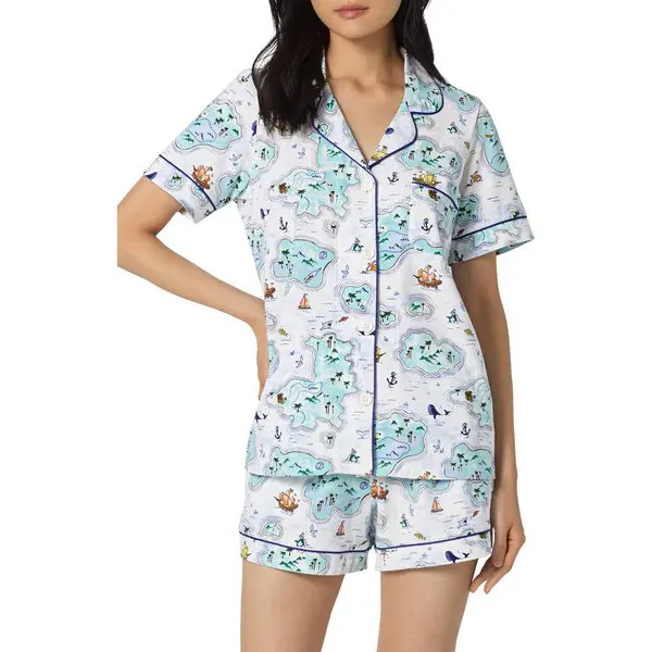 BEDHEAD PAJAMAS Print Stretch Organic Cotton Short Pajamas - Treasure Hunt