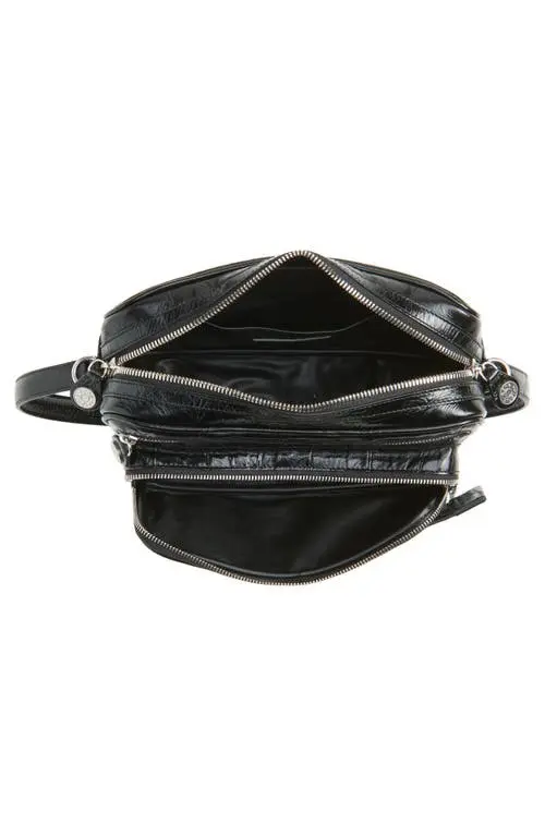 Acne Studios Croc Embossed Leather Shoulder Bag - Black
