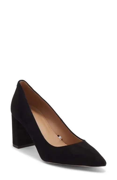 BOSS Janet Suede Pointed Toe Block Heel Pumps - Black