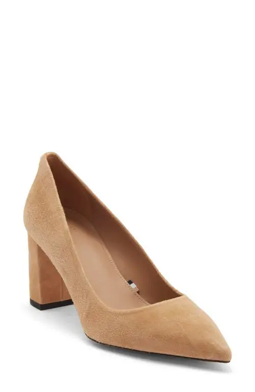 BOSS Janet Suede Pointed Toe Block Heel Pumps