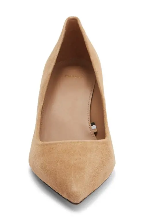 BOSS Janet Suede Pointed Toe Block Heel Pumps