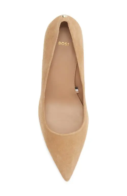BOSS Janet Suede Pointed Toe Block Heel Pumps