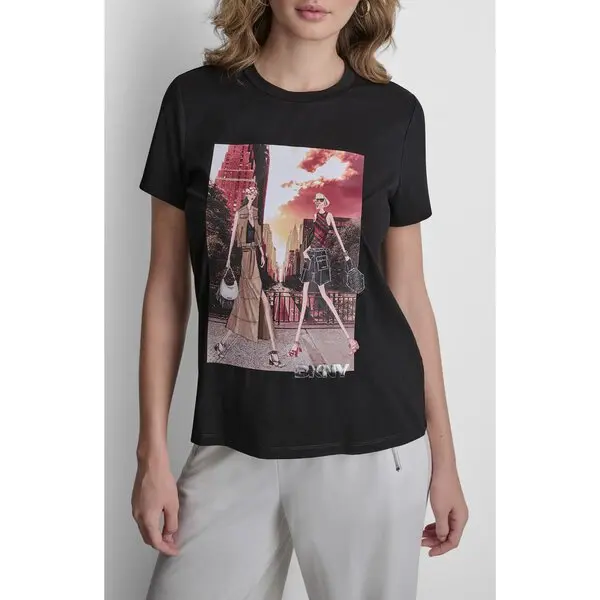 Dkny Manhattan Graphic Cotton Blend T-shirt - Black