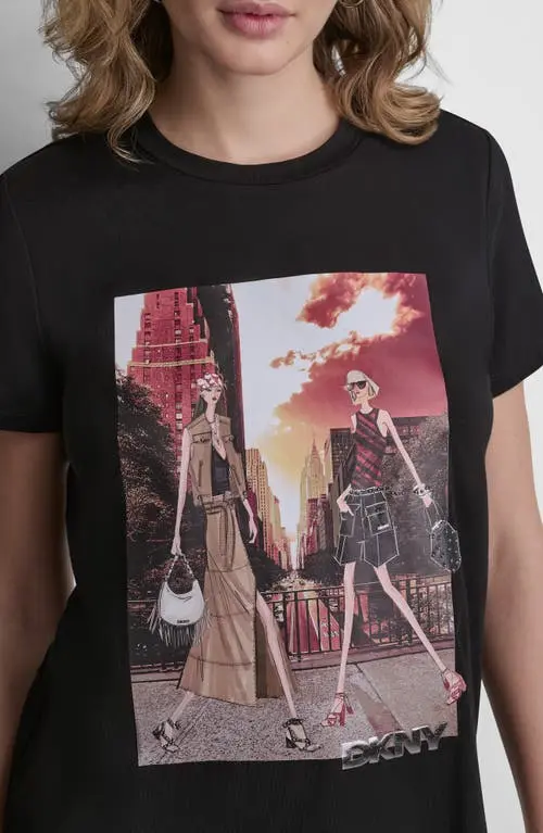 Dkny Manhattan Graphic Cotton Blend T-shirt - Black