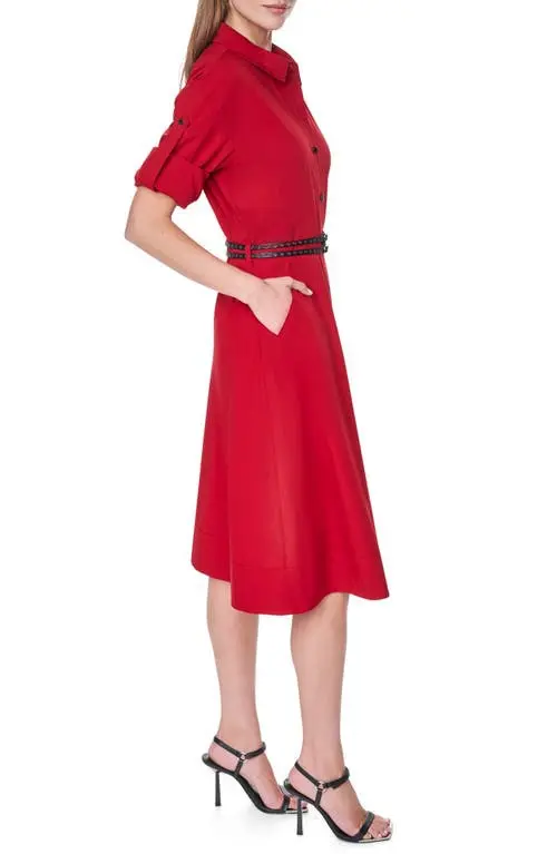 Dkny Long Sleeve Stretch Cotton Shirtdress