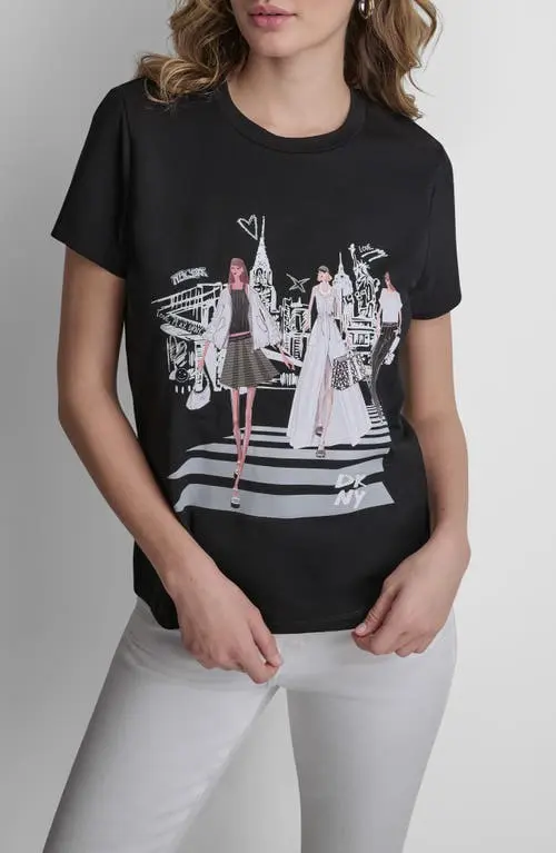 Dkny Nyc Icons Graphic Cotton Blend T-shirt - Black