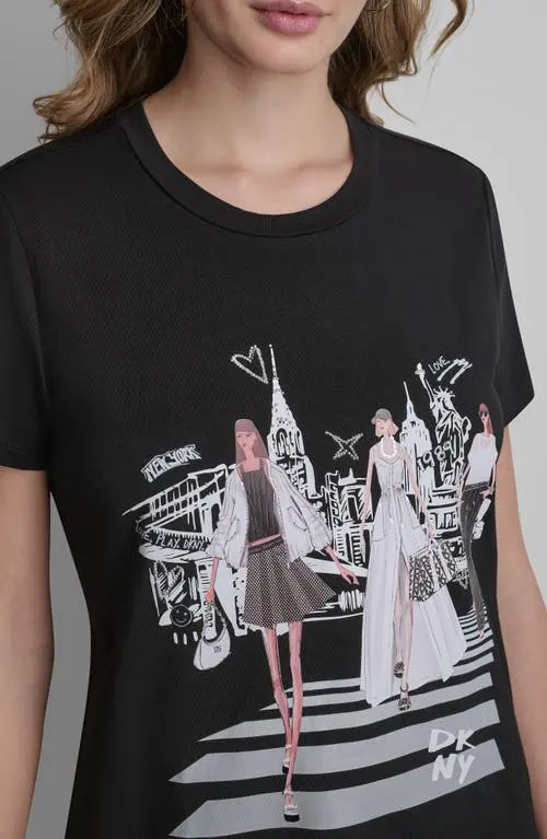 Dkny Nyc Icons Graphic Cotton Blend T-shirt - Black