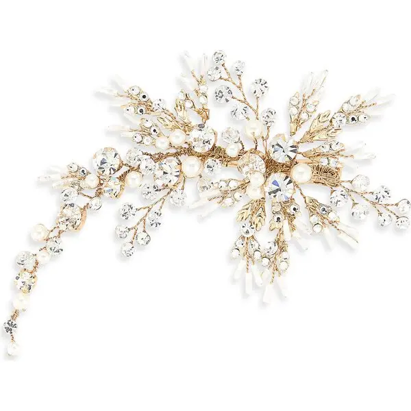 Brides & Hairpins Takara Crystal And Pearl Embellished Hair Clip - Gold